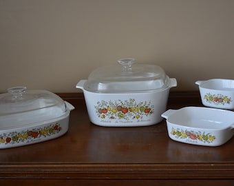 Vintage Corning Ware Wildflower Pattern Casserole Dishes W/ - Etsy