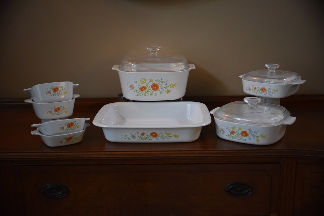 Vintage 11 Piece Corning Ware Wildflower Set With A-21 Roasting Pan, 2x ...