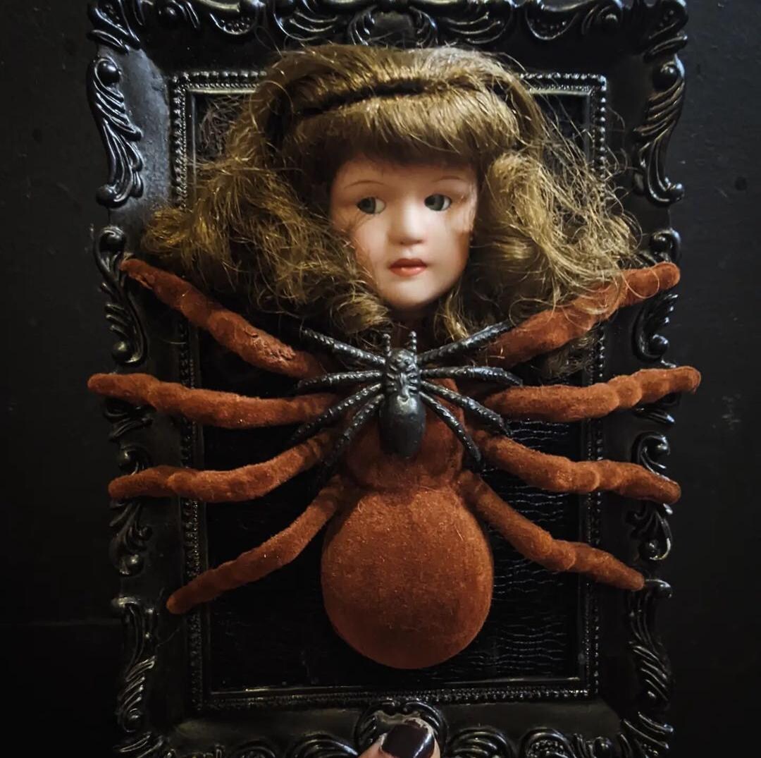 Goth Girl Aesthetic Spider Doll Home Decor, Mixed Media Doll Artwork ...