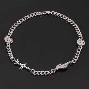 Cactus Jack Chain Choker Necklace, Smiley Face Necklace - Etsy