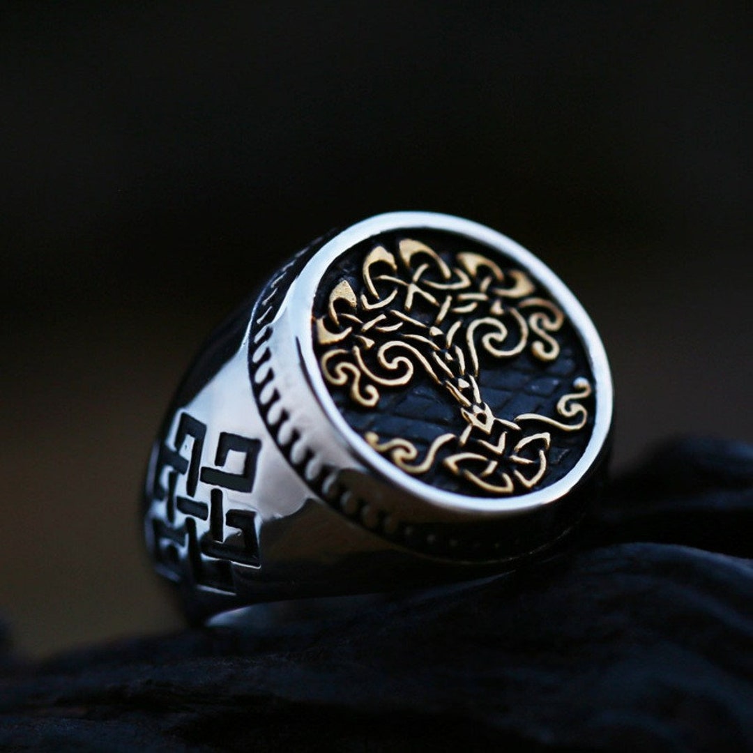 Tree of Life Signet Ring, Mens Yggdrasil Ring - Etsy