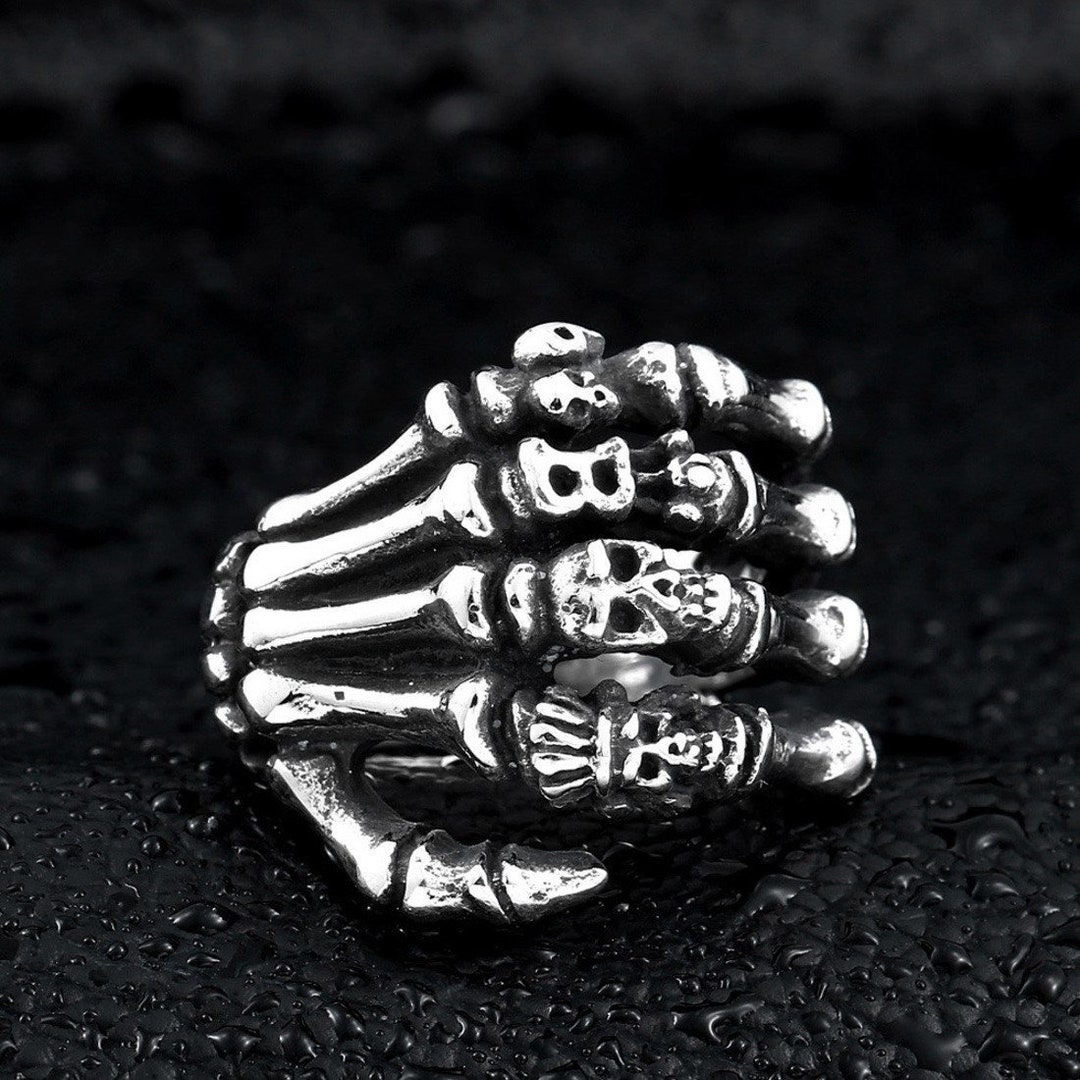 Skeleton Hand Bone Ring Stainless Steel - Etsy