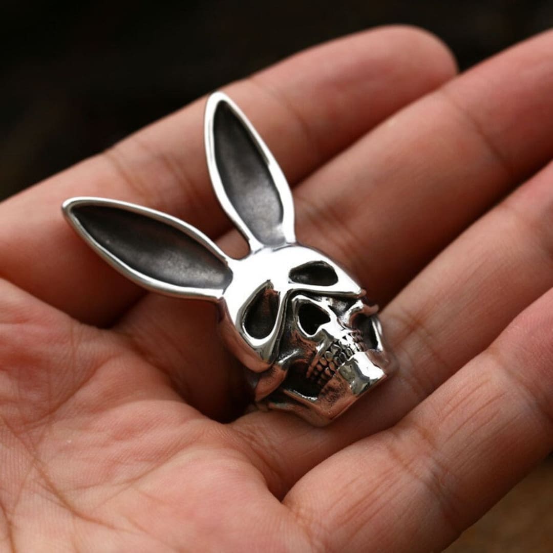 Skull With Bunny Ears Ring Stainless Steel Rabbit Skull Ring - Etsy