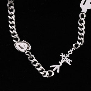 Cactus Jack Chain Choker Necklace, Smiley Face Necklace - Etsy