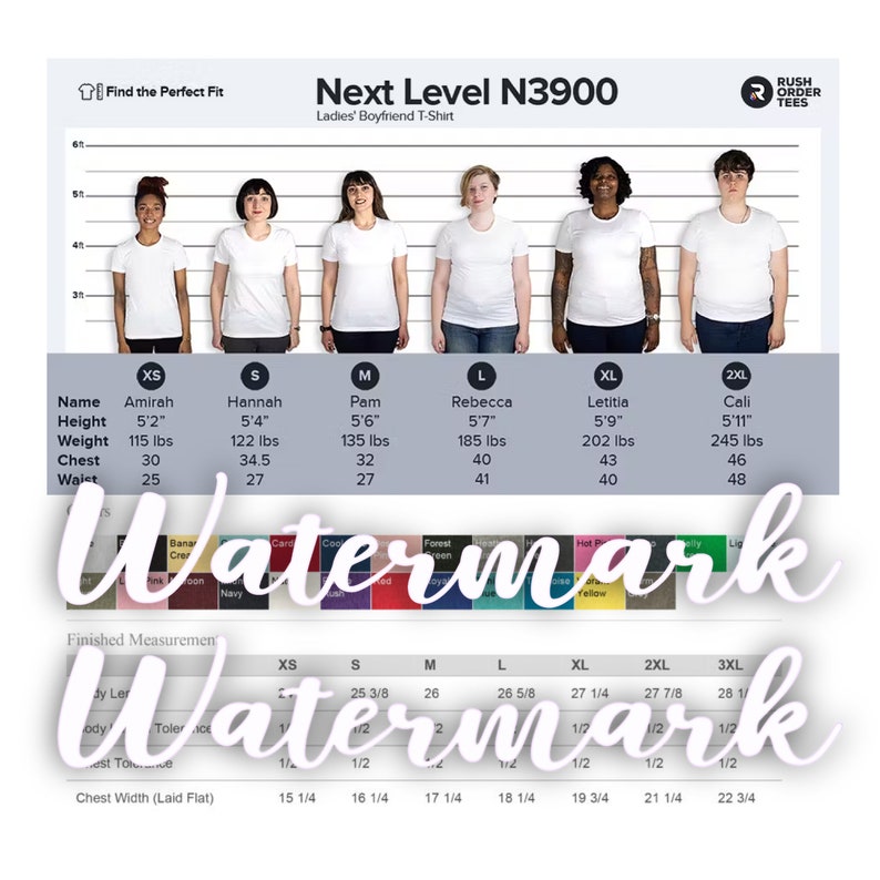 Next Level 3900 Size Charts|clean Design With Model, Model Mock up Size ...