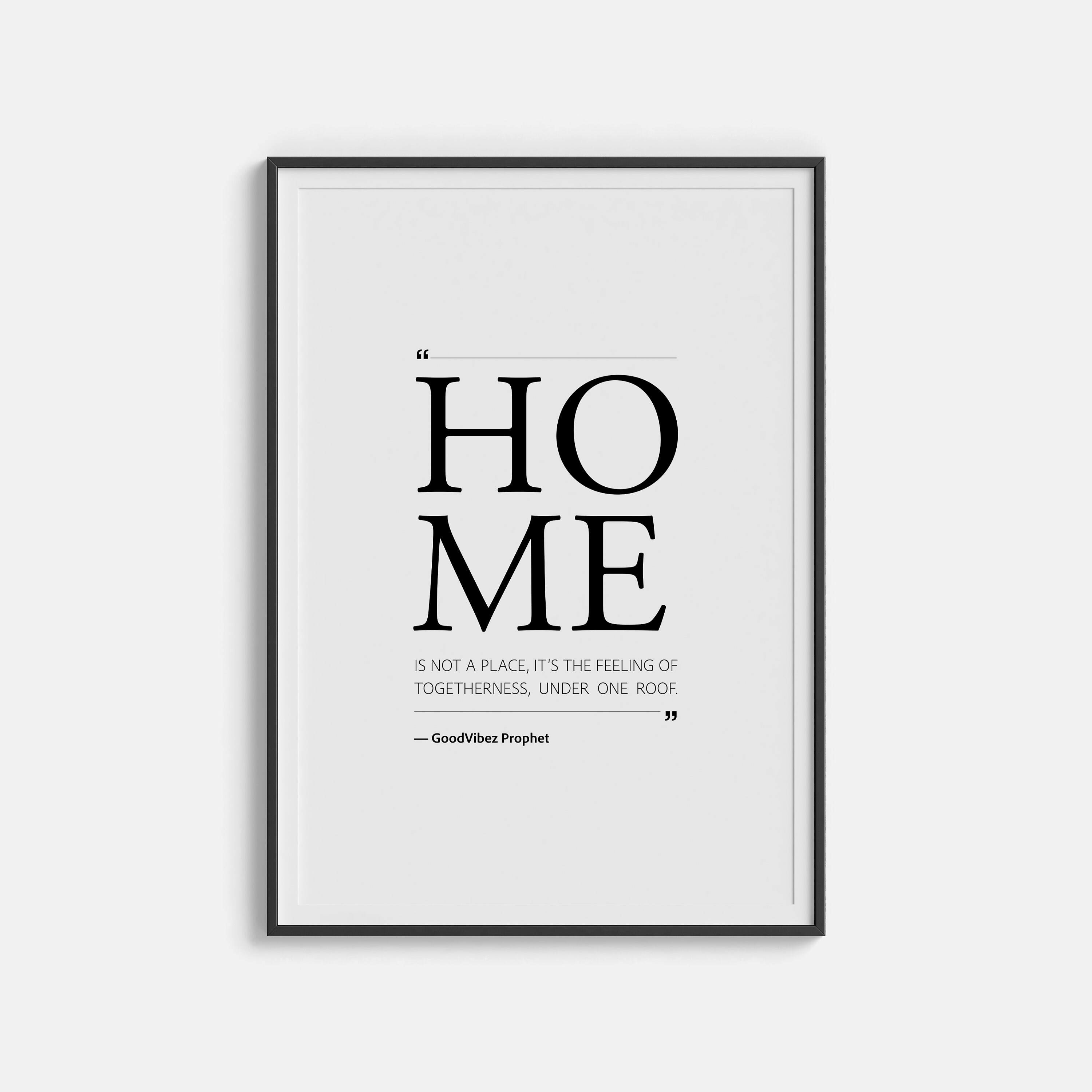 Home - Minimal Typography of Home (black and White Digital Print Wall ...