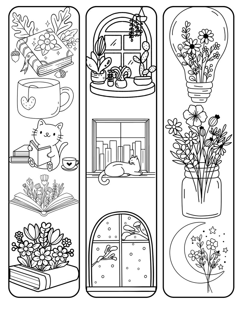 Bookmarks, Digital Bookmarks, Color Your Own Bookmark, Set of 54 ...