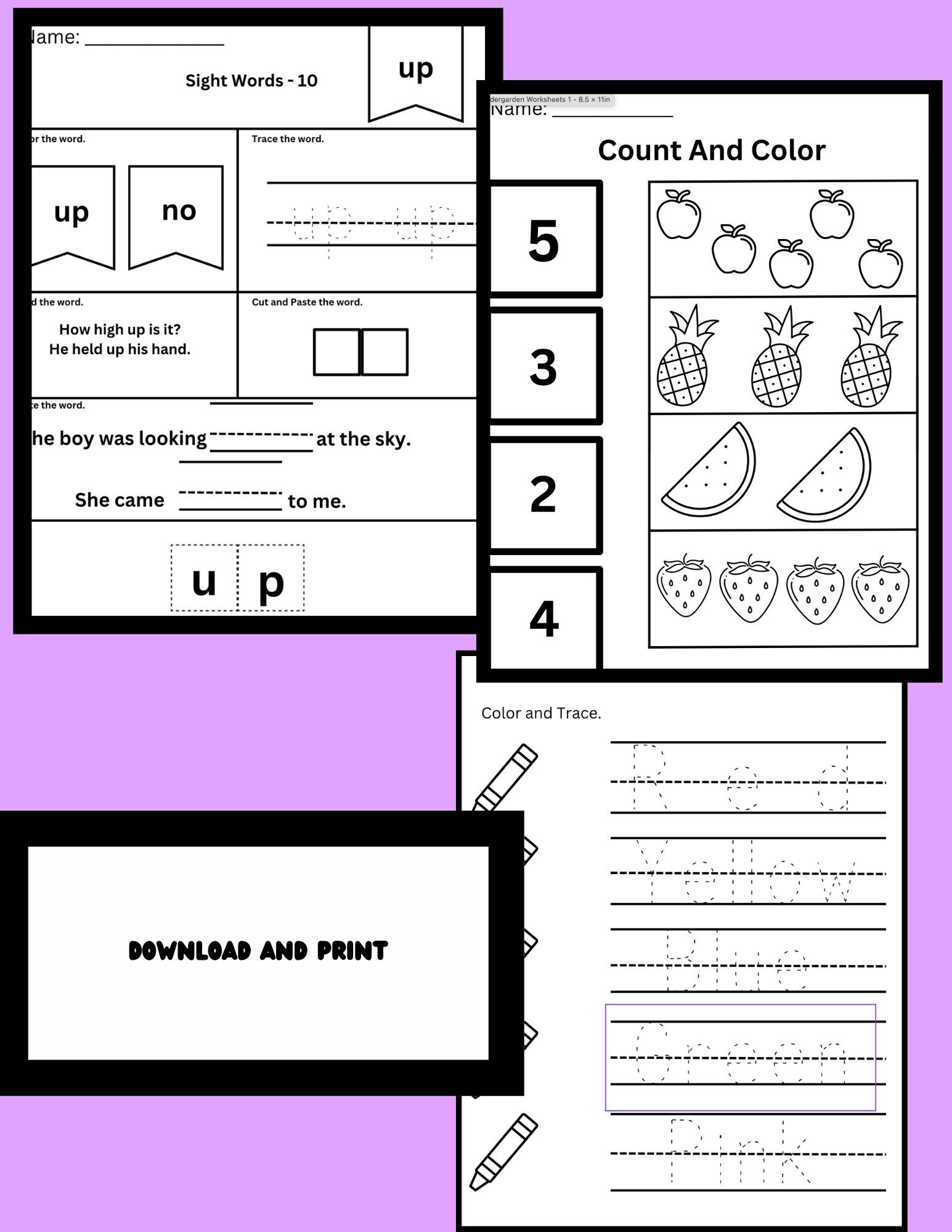 Kindergarten Worksheets, Worksheets for Preschool, Kindergarten, TK ...