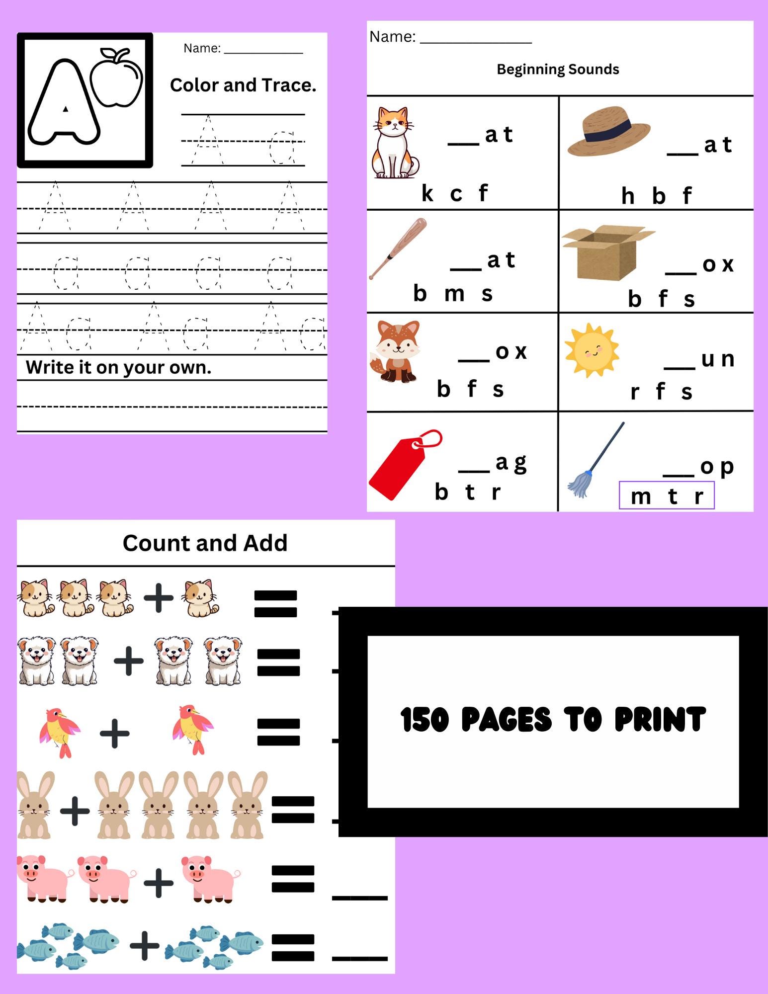 Kindergarten Worksheets, Worksheets for Preschool, Kindergarten, TK ...