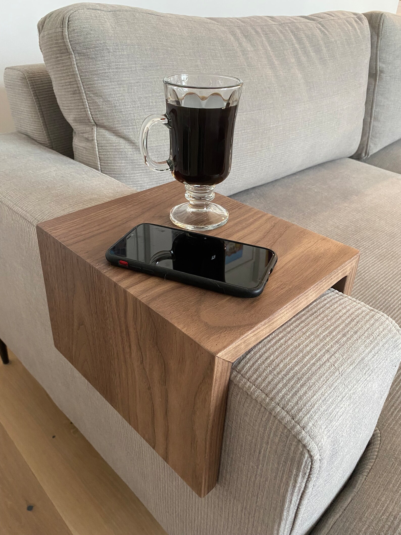 Couch Arm Tray Custom Walnut Sofa Armrest Table Couch Table - Etsy