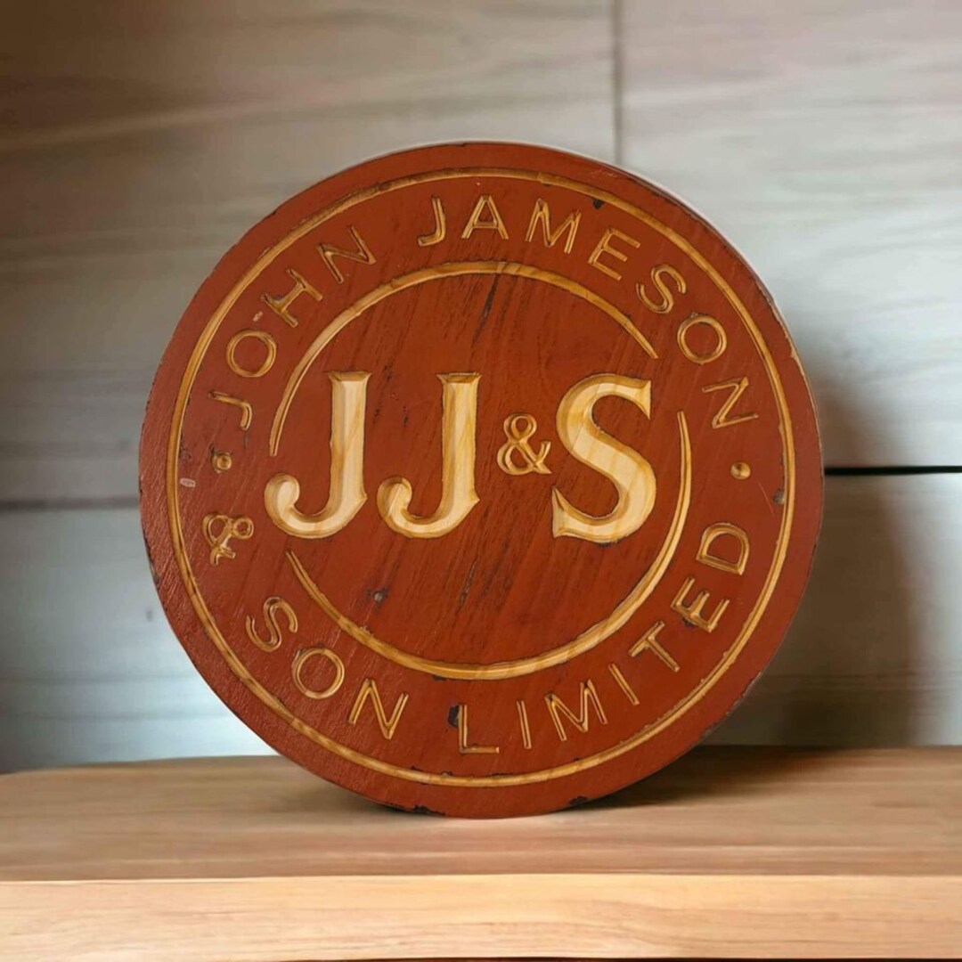 JAMESON WHISKEY SIGN | Solid Wood Decor | Round Distressed Wall Hanging ...