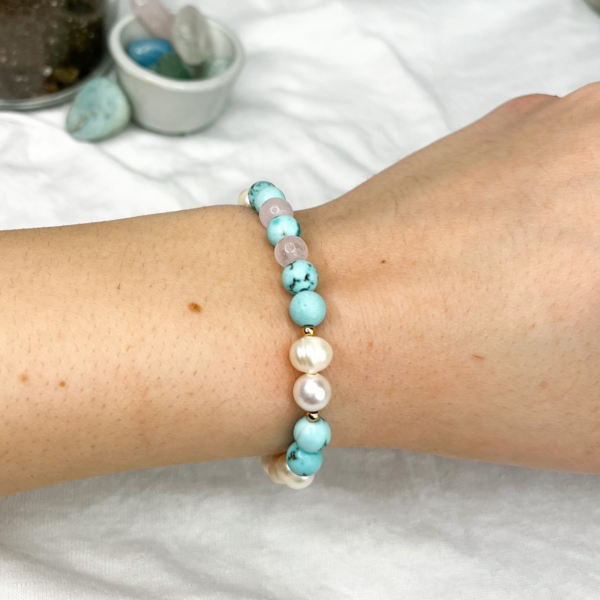 Princess of Wisdom Turquoise, Freshwater Pearls, and Rose Quartz ...