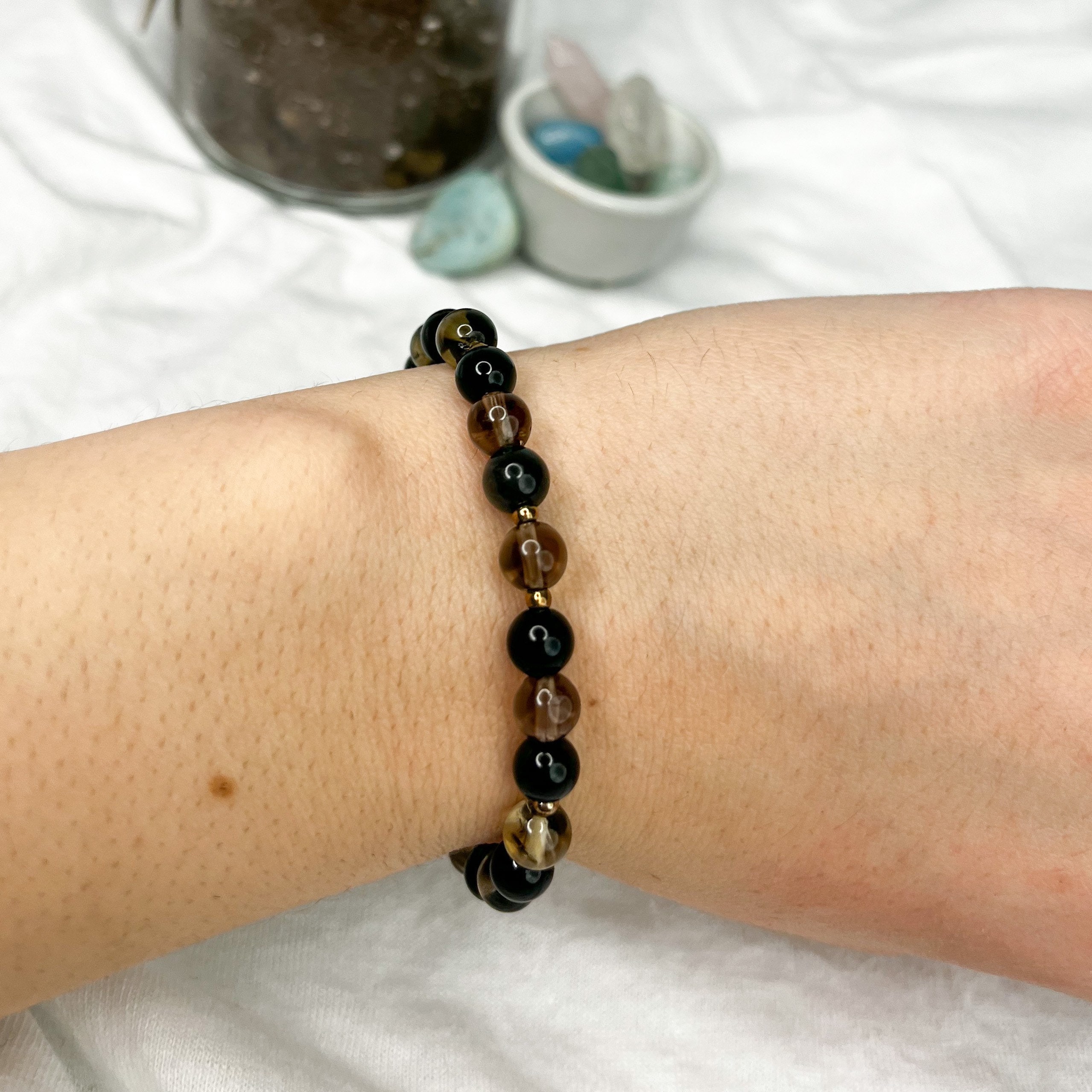 Melanoma Skin Cancer Awareness Bracelet Silver Black Obsidian and ...