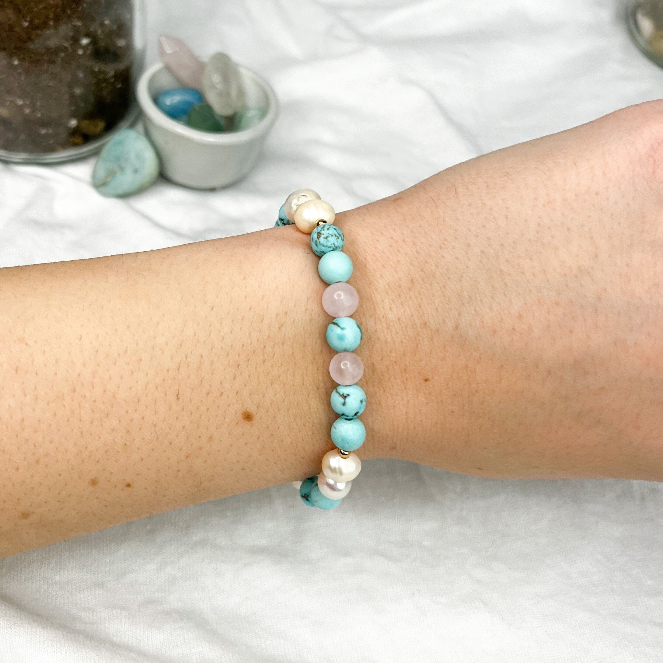 Princess of Wisdom Turquoise, Freshwater Pearls, and Rose Quartz ...