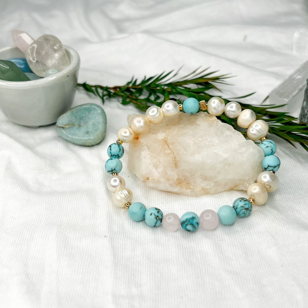 Princess of Wisdom | Turquoise, Freshwater Pearls, and Rose Quartz ...