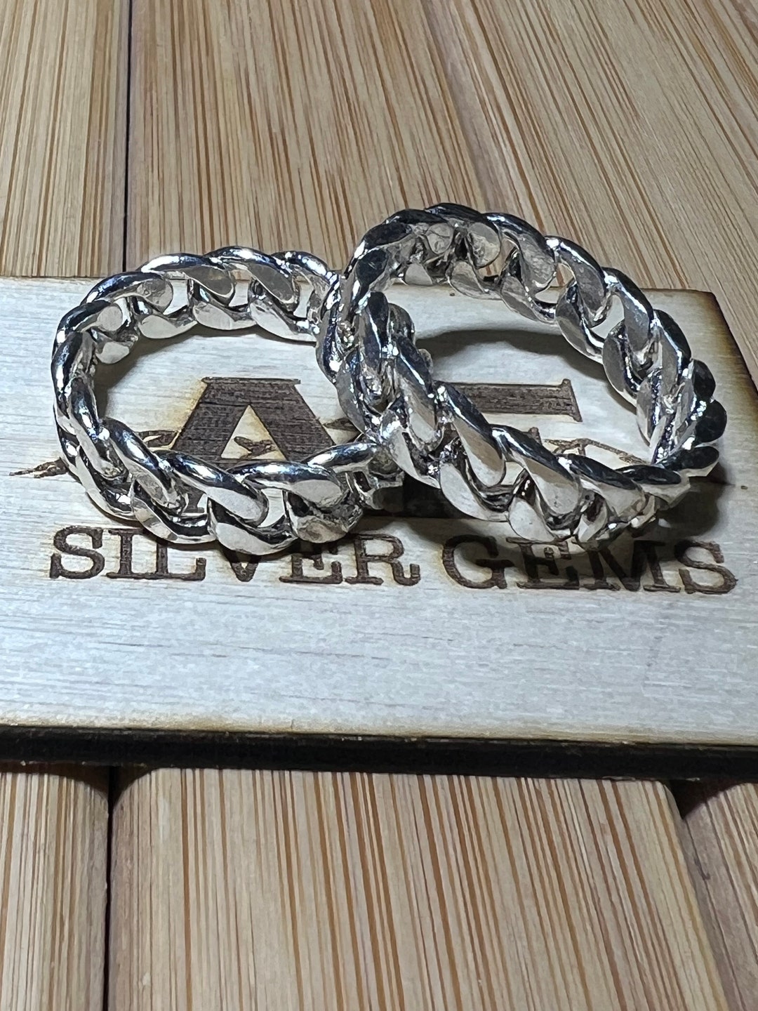 Handmade .999 Silver Link Rings - Etsy