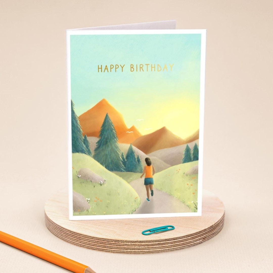 Mountain Runner Birthday Card // Birthday Card for Runners // Running ...
