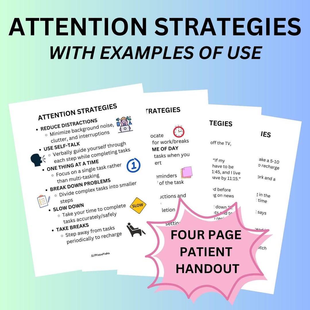 Attention Strategies Handout (with Examples of Use) - Etsy