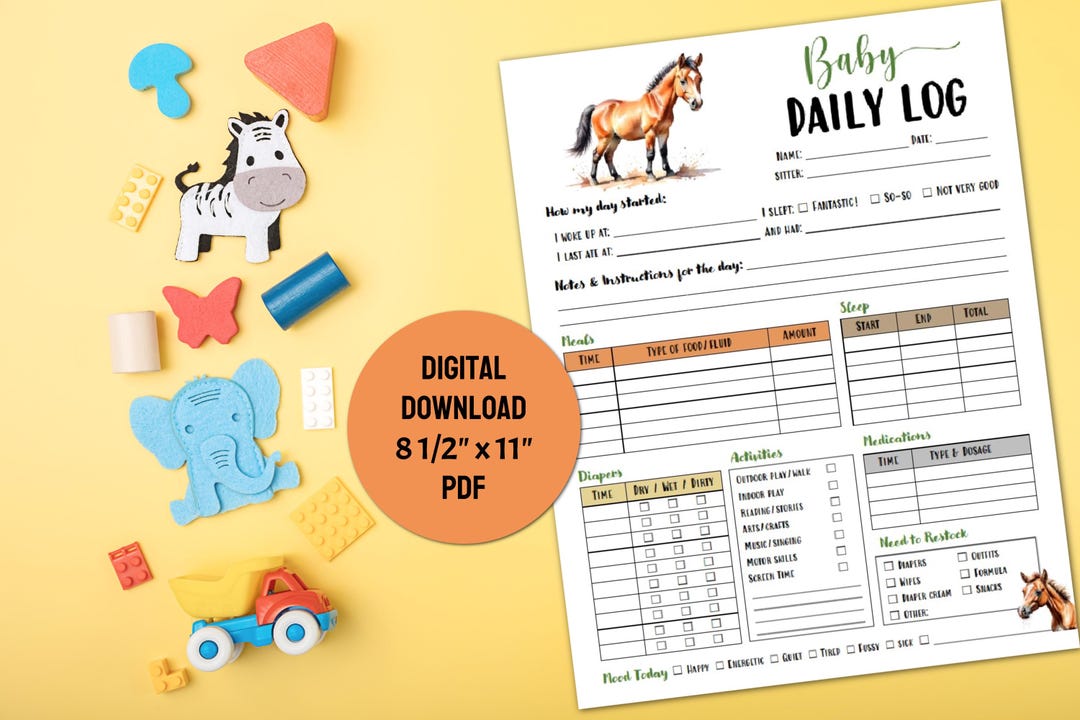 Baby Daily Log, Babysitter Log, Nanny Log, Nanny Babysitter Report ...