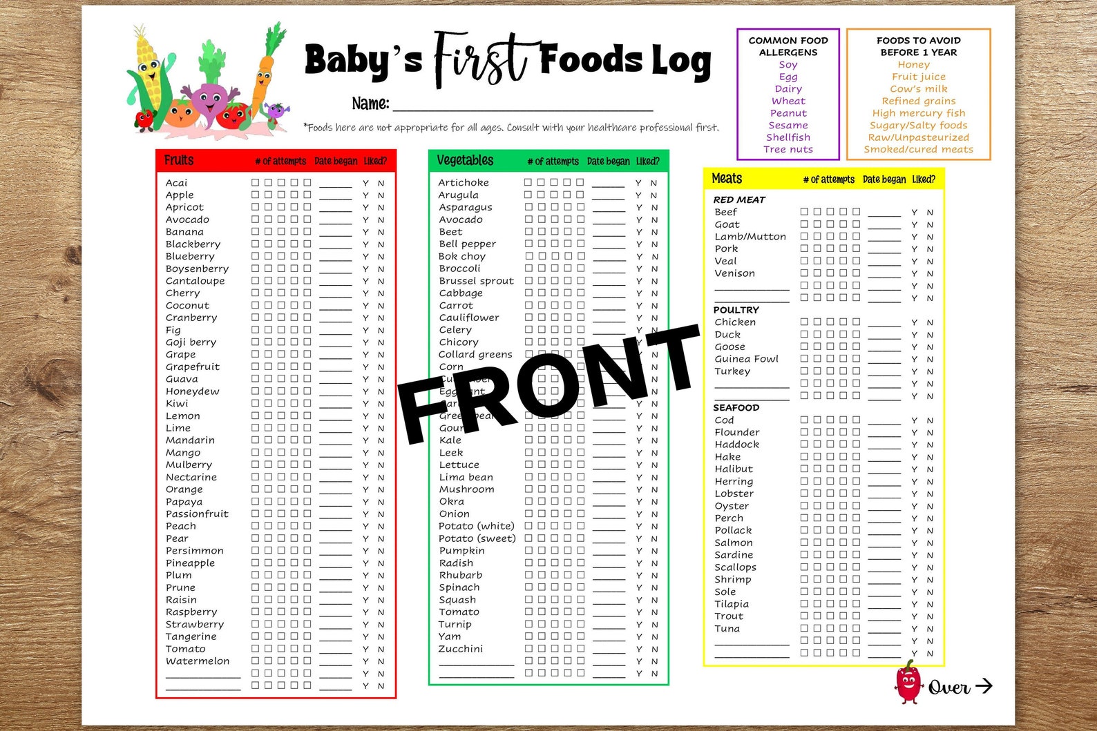 Baby's First Foods, First Foods Log, First Foods Chart, Food Log ...