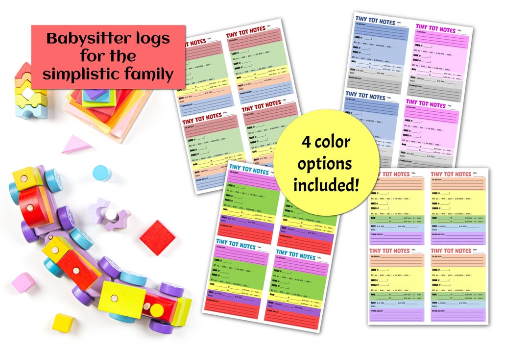 Tiny Tot Notes - Simple Basic Childcare Log, Babysitter Nanny Report ...