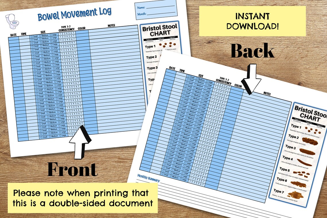 Bowel Movement Log, Poop Tracker, BM Chart, Diaper & Toileting ...