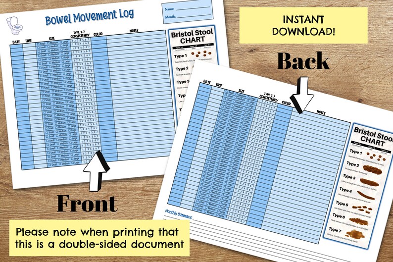 Bowel Movement Log, Poop Tracker, BM Chart, Diaper & Toileting ...
