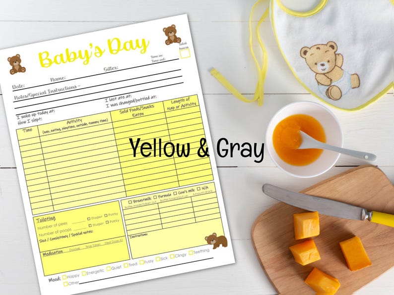 Baby Daily Activity Log, Simple Babysitter Nanny Report, Baby Activity ...