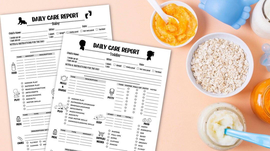 Daily Care Report, Babysitter Daily Care Form, Nanny Notes, Babysitter ...