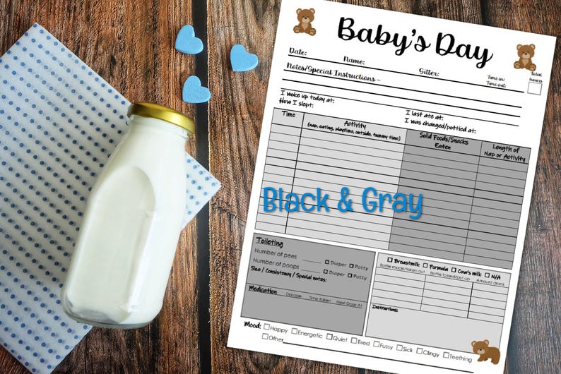 Baby Daily Activity Log, Simple Babysitter Nanny Report, Baby Activity ...