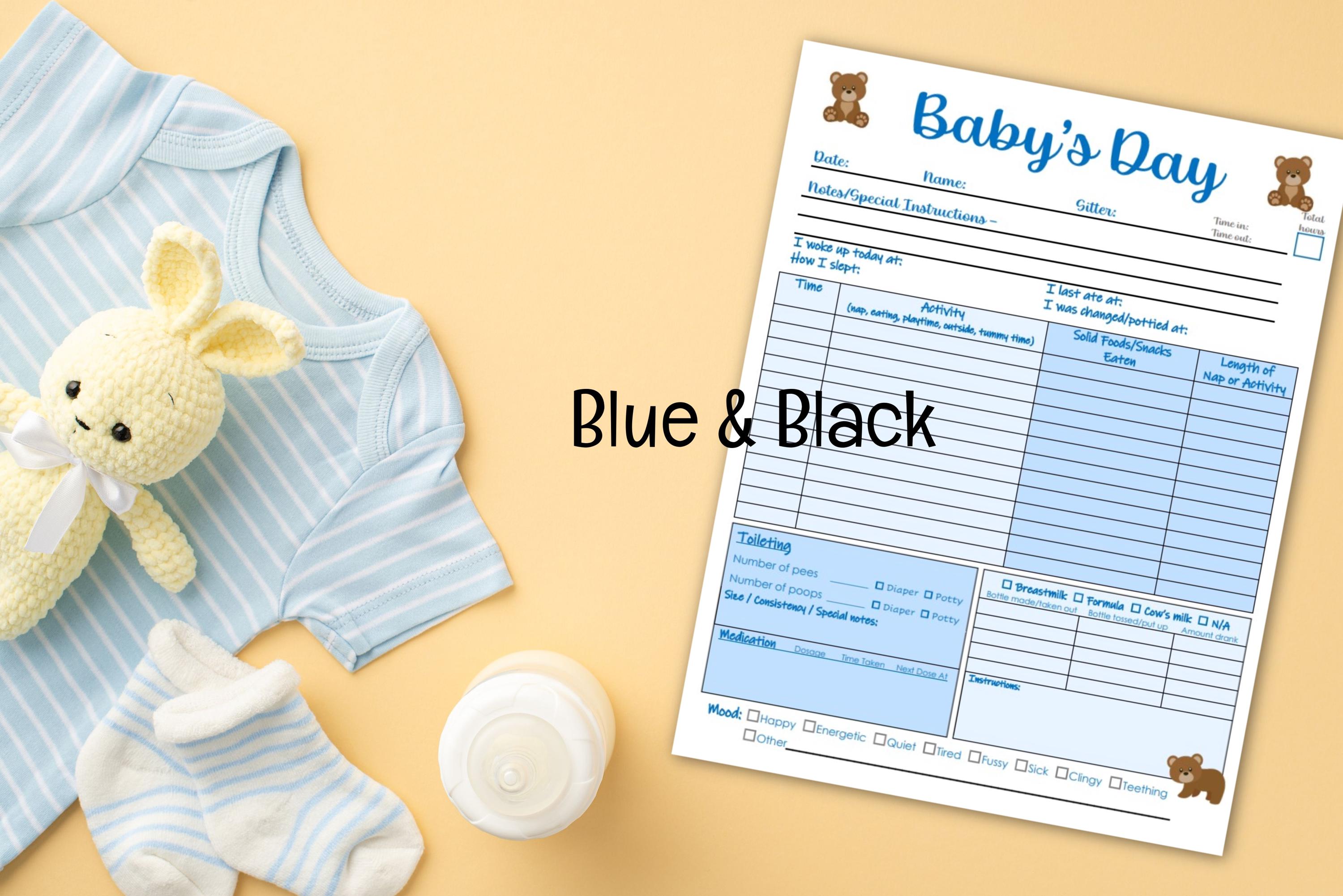 Baby Daily Activity Log, Simple Babysitter Nanny Report, Baby Activity ...