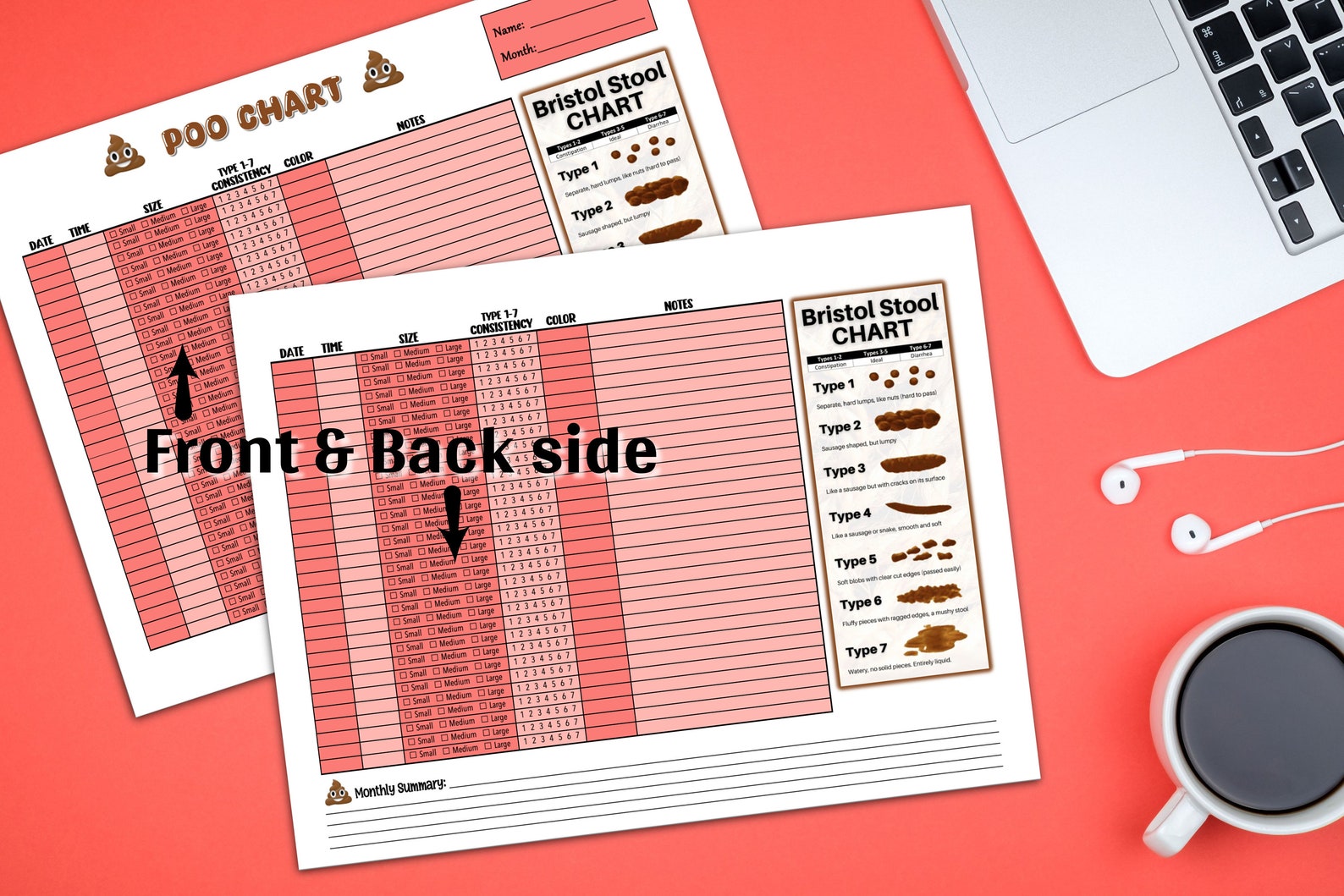 Poo Chart, Bowel Movement Tracker, BM Log, Diaper & Toileting ...