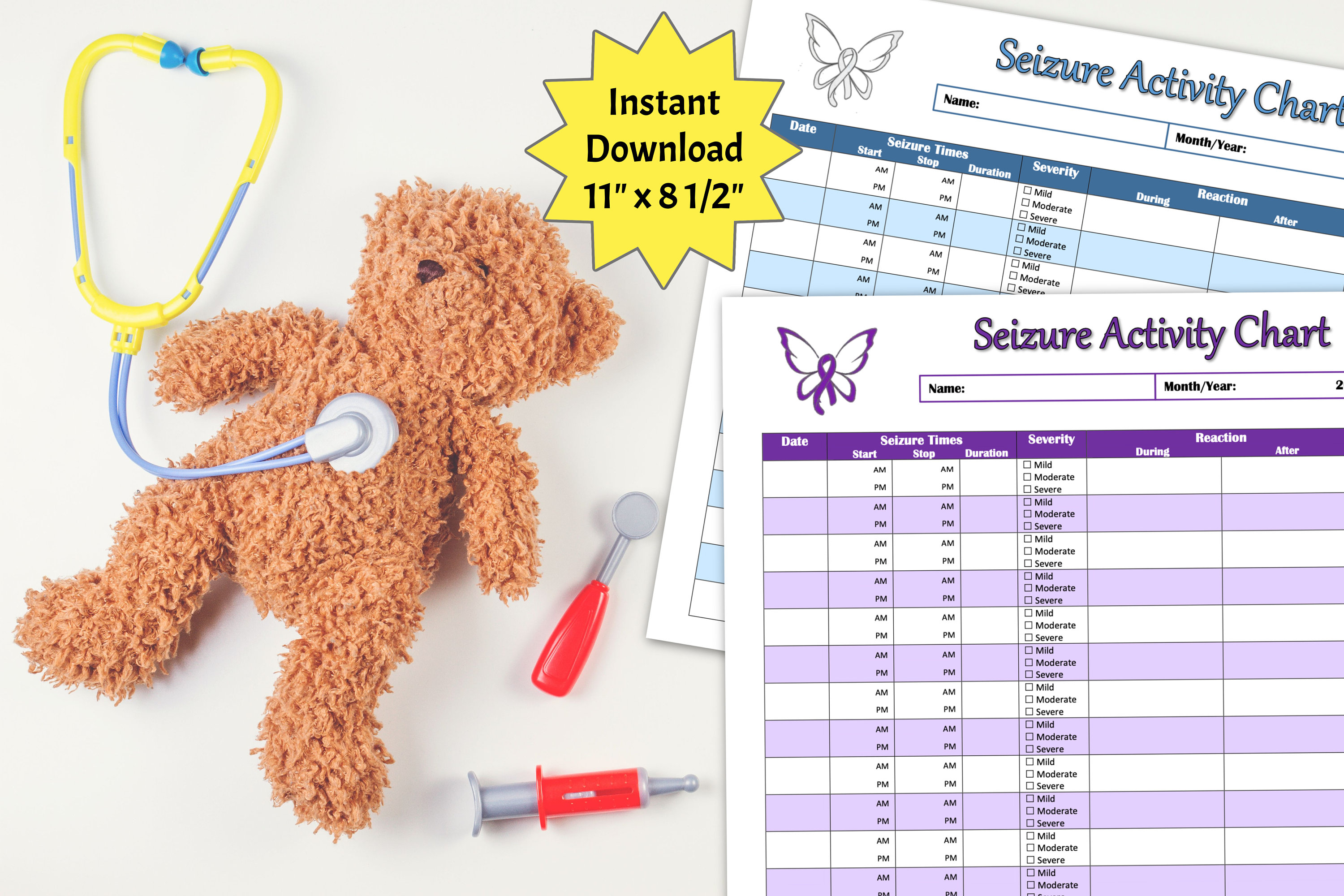 Seizure Activity Log, Epilepsy Chart, Seizure Epilepsy Tracker, Medical ...