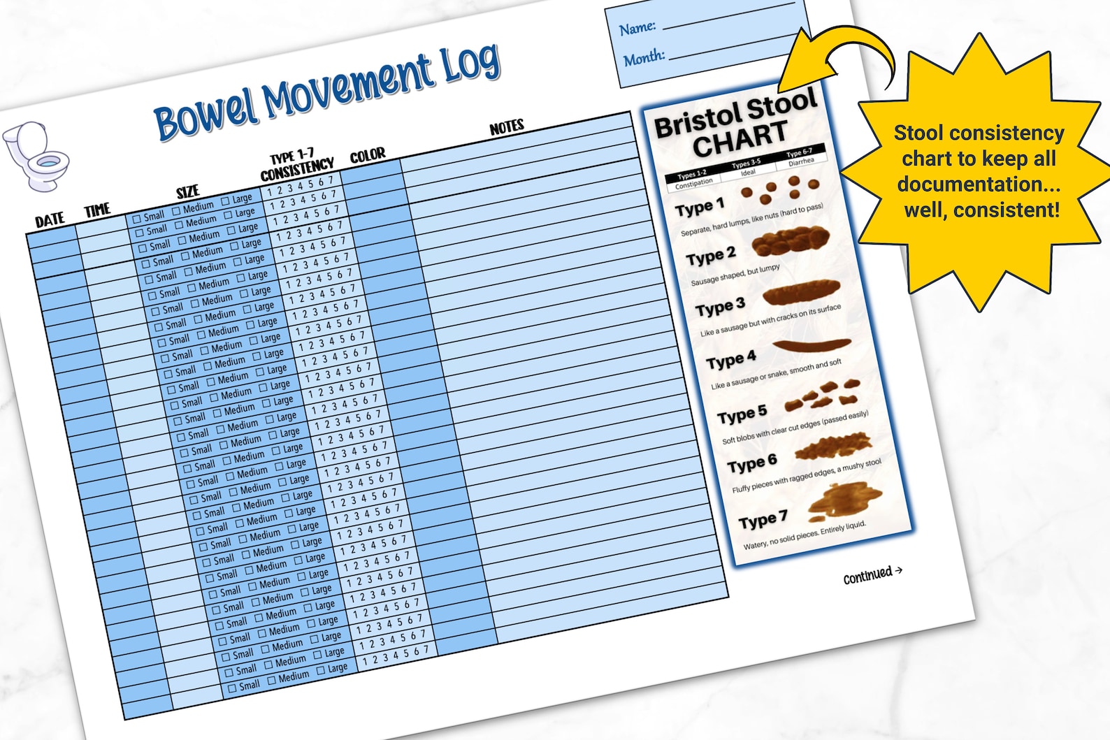 Bowel Movement Log, Poop Tracker, BM Chart, Diaper & Toileting ...