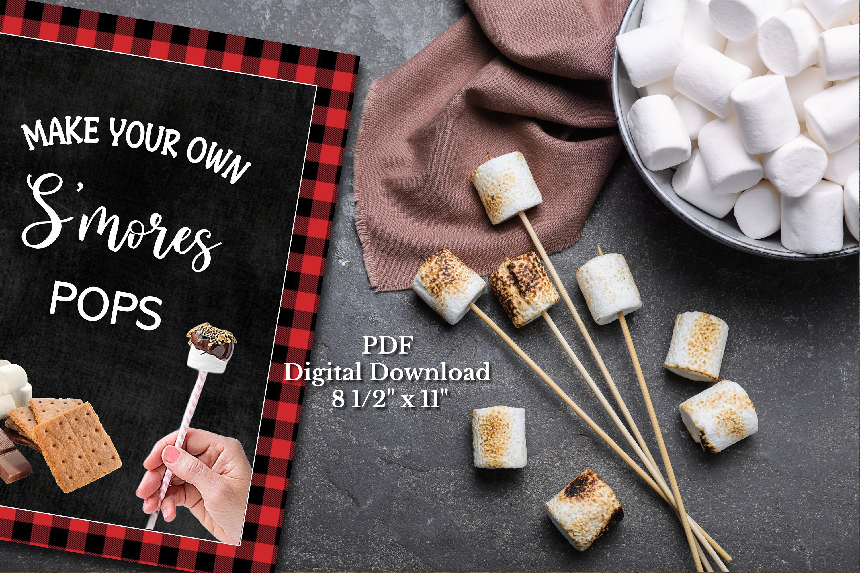 S'mores Pops Sign, Party Sign, Party Flier, Birthday Party Sign, S ...