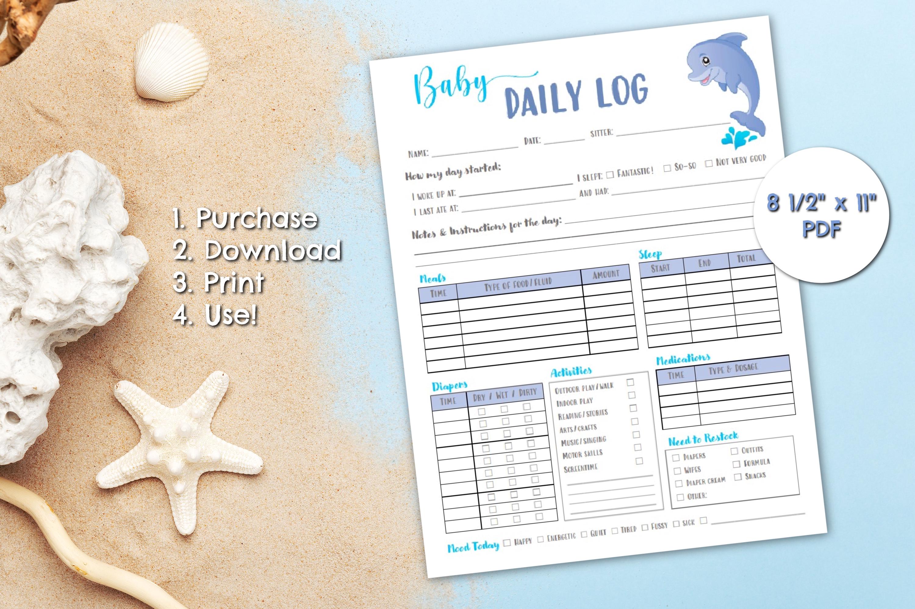 Baby Daily Log, Babysitter Log, Nanny Log, Nanny Babysitter Report ...