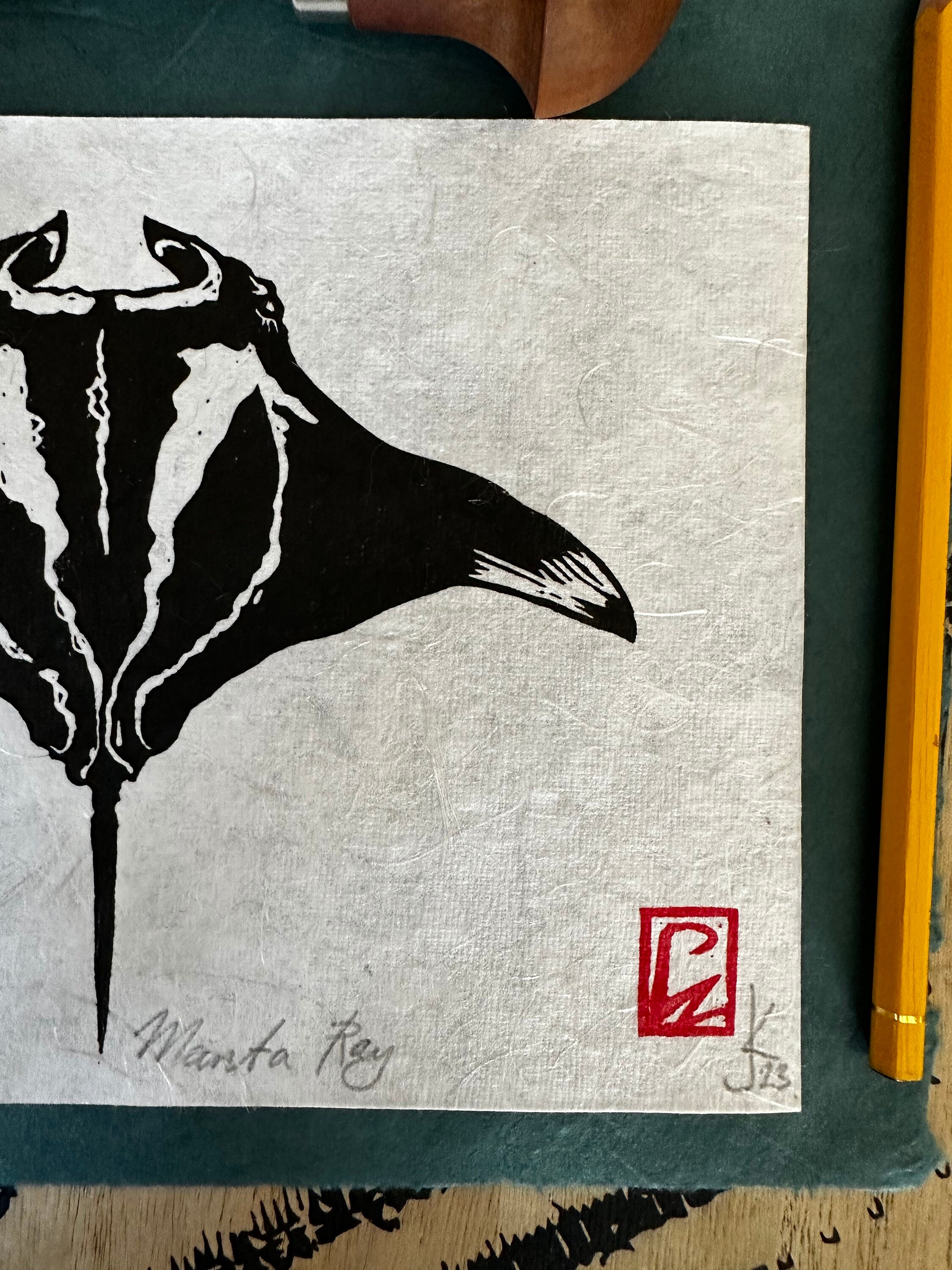 Manta Ray Limited Edition Numbered Hand Drawn Hand Carved Hand Printed ...