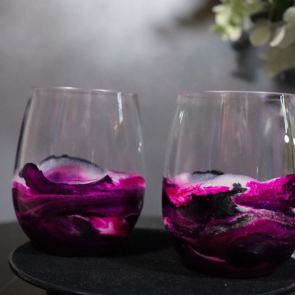 Alcohol Ink Wine Glasses - Etsy