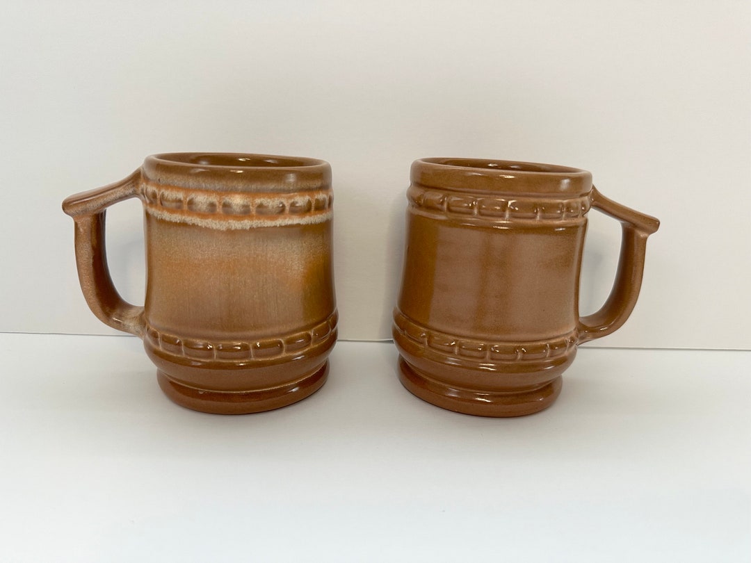 Vintage Frankoma Pottery Plainsman C10 Brown Coffee Tea Mug Cup 4” Set ...