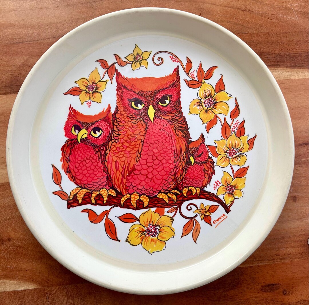 Vintage Owl Tray Nutron Plastic Co. Drink Tray 13" Diameter Gunnar Owl ...
