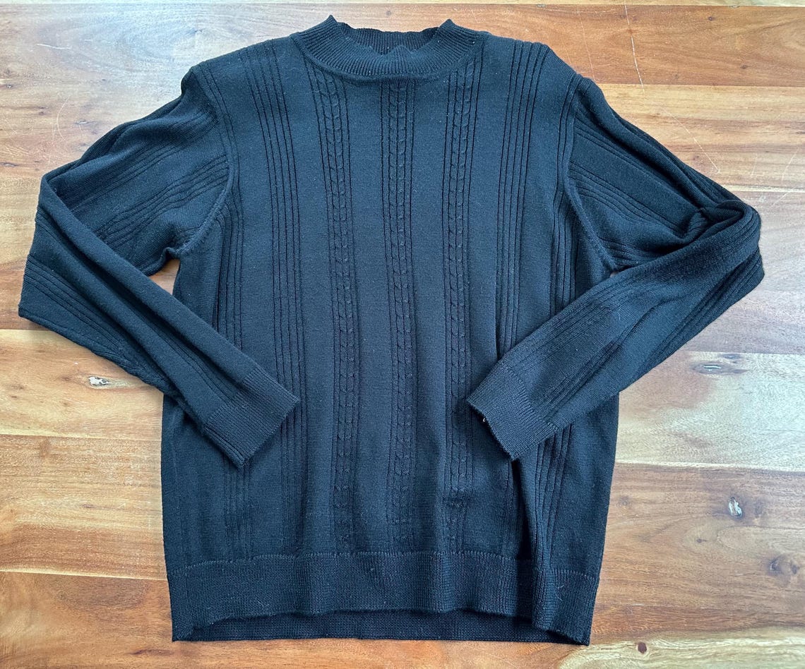 Vintage 80s Black Alfred Dunner Petite Wool Blend Turtleneck Sweater ...