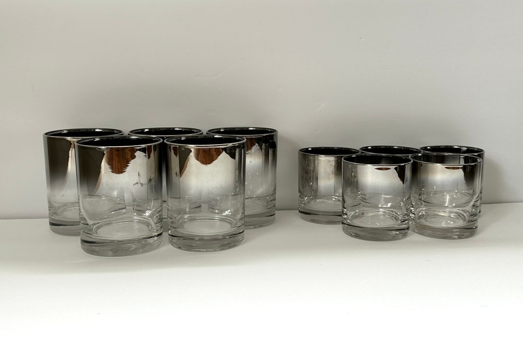 Vtg Ombre Silver Fade Lusterware Dorothy Thorpe Bar Old Fashioned ...