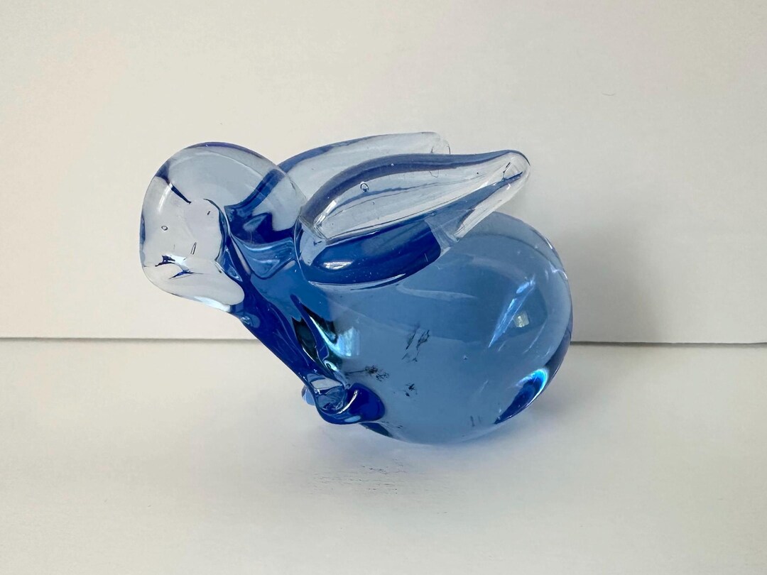 Vintage Blue Art Glass Rabbit Bunny Figurine Paperweight 2”x3” - Etsy