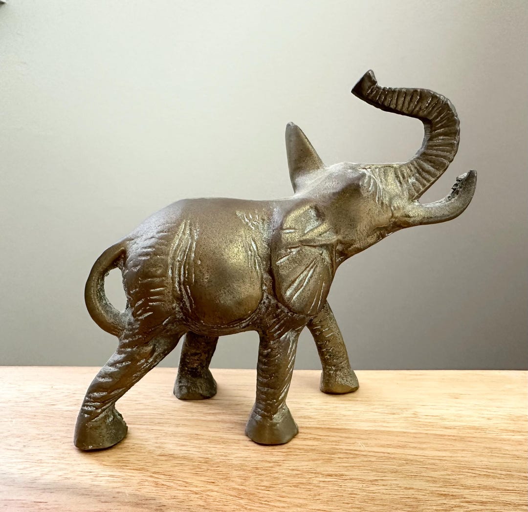 Vintage MCM Solid Brass Elephant Figurine Decor Trunk up 5” - Etsy