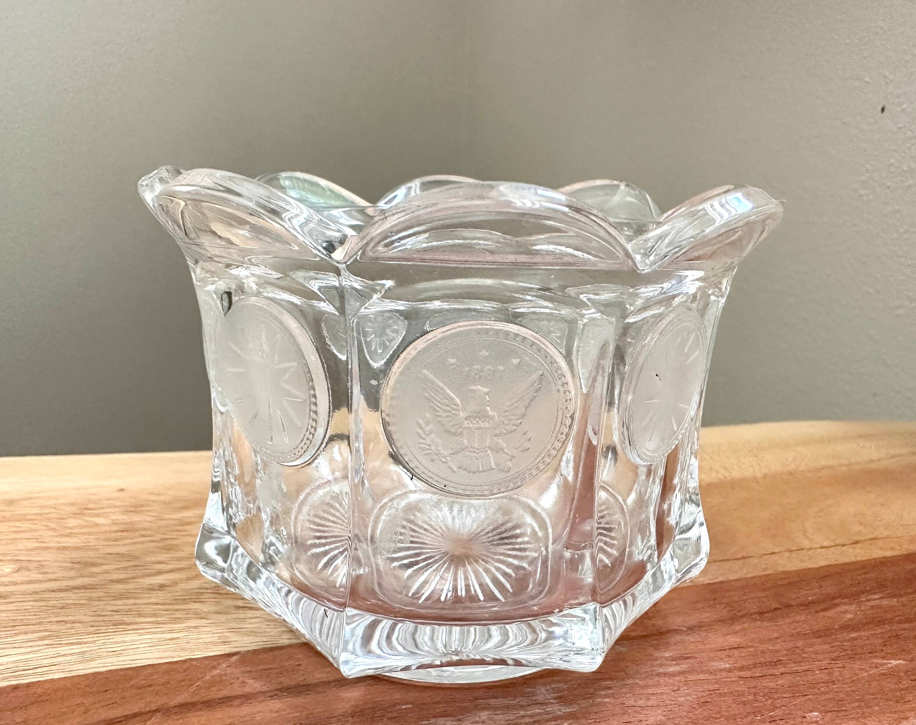 Vintage Fostoria Clear Coin Glass Bowl Scalloped Rim Liberty - Etsy