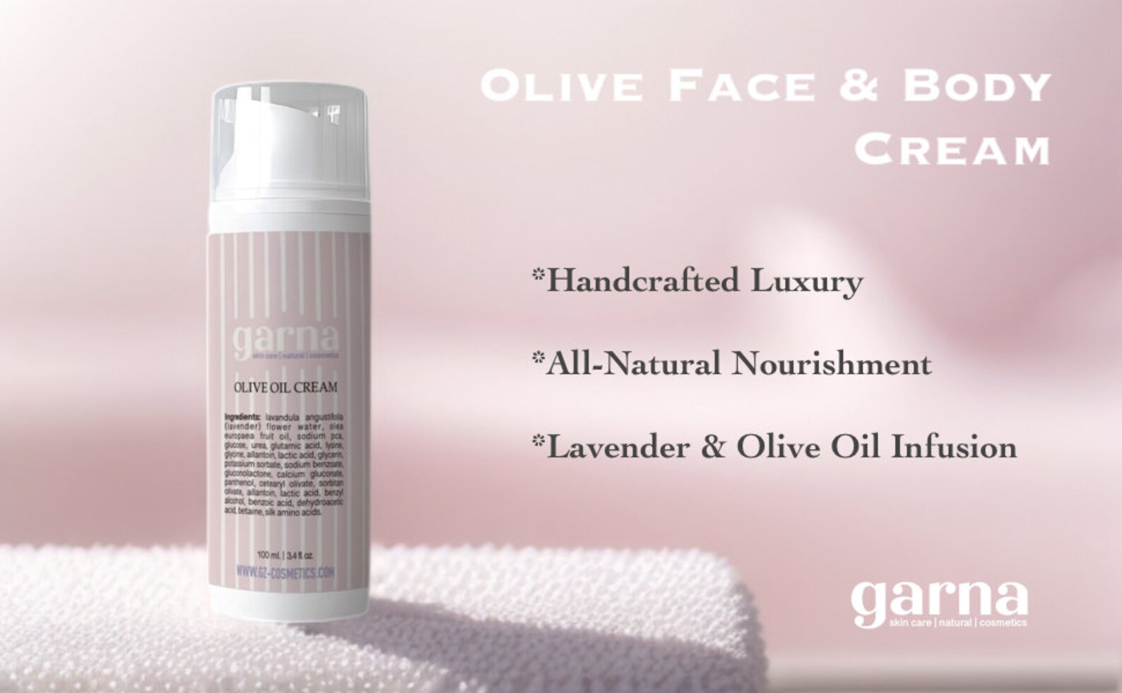 Garna Olive Cream 3.4 Fl Oz, Moisturizing Facial & Body Cream for All ...