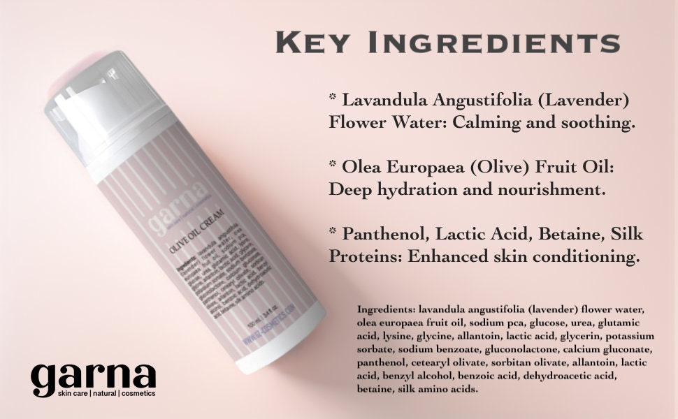 Garna Olive Cream 3.4 Fl Oz, Moisturizing Facial & Body Cream for All ...