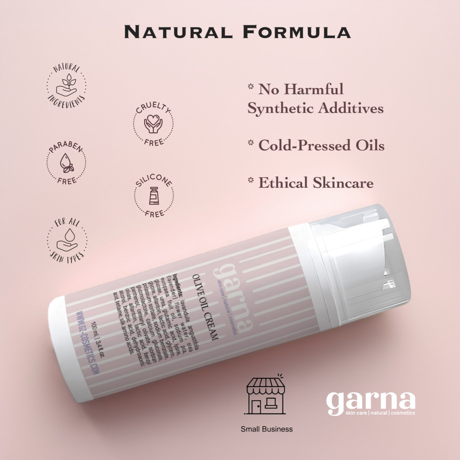 Garna Olive Cream 3.4 Fl Oz, Moisturizing Facial & Body Cream for All ...
