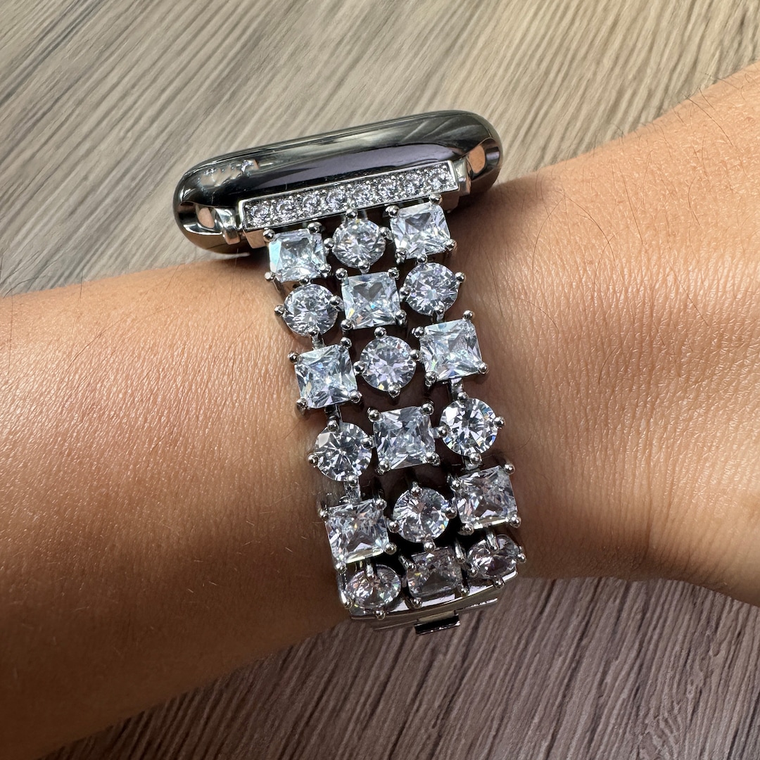 Silver Lab Diamond Link Elegance Band for Apple Watch Strap Elegant ...