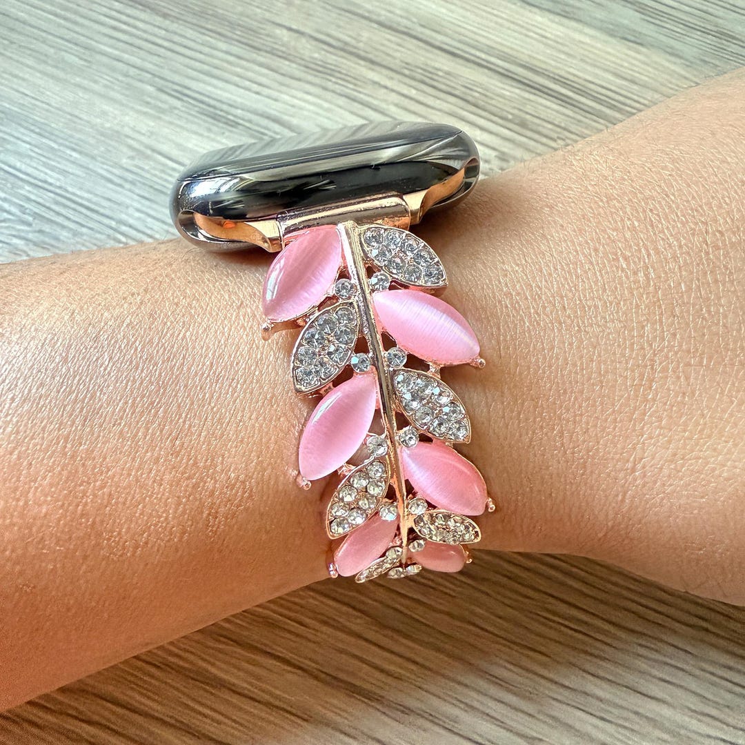 Gold Pearl Leaf Chain Apple Watch Band – Elegant Charm Jewelry Strap ...